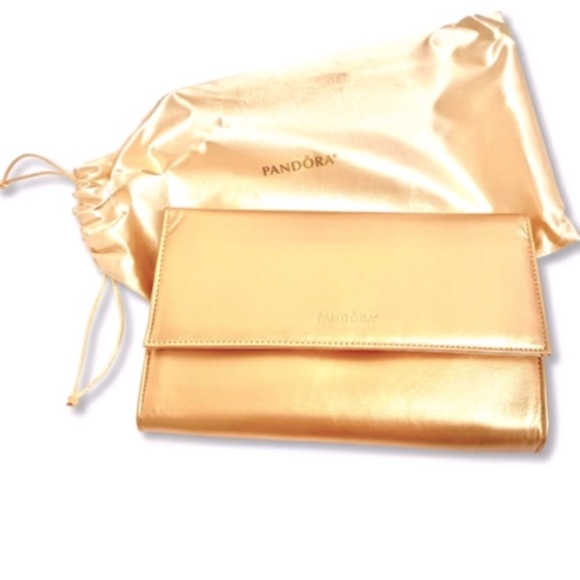 Pandora | Bags | New W Dust Bag Pandora Shine Clutch Bag Gold Purse ...